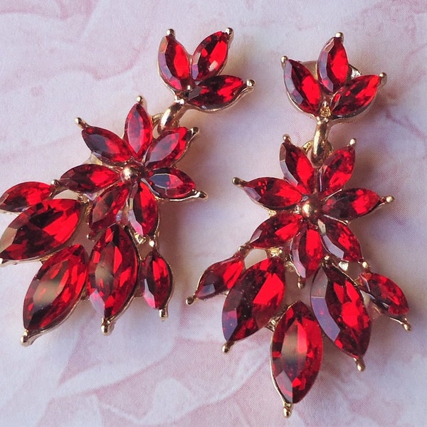 Red Swarovski Earrings - Etsy