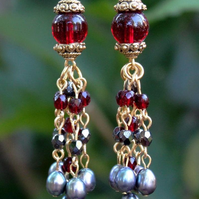 Long Red Earrings - Etsy
