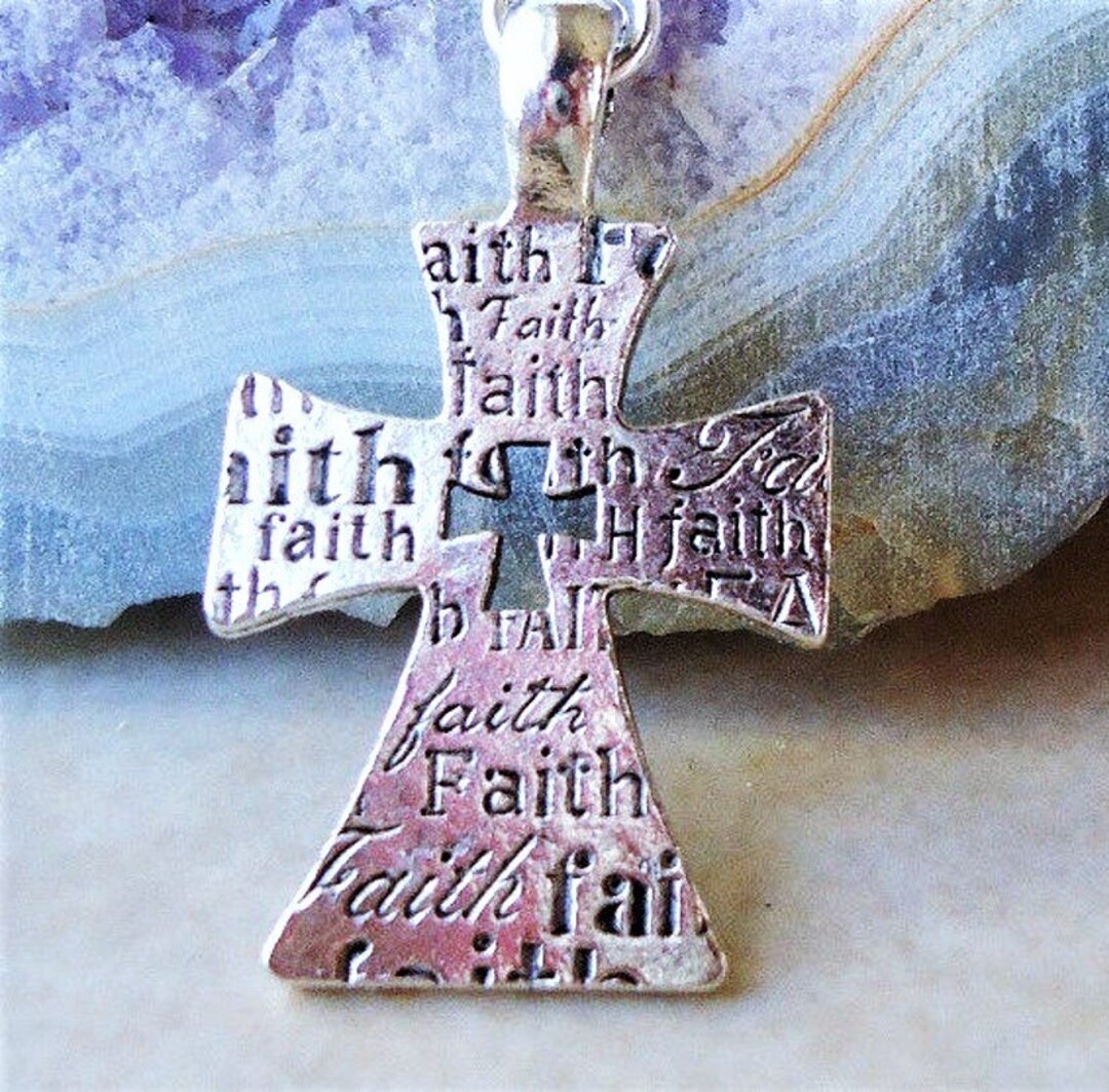 Faith Cross Pendant Cross Necklace Metal Chain Plated in Sterling ...