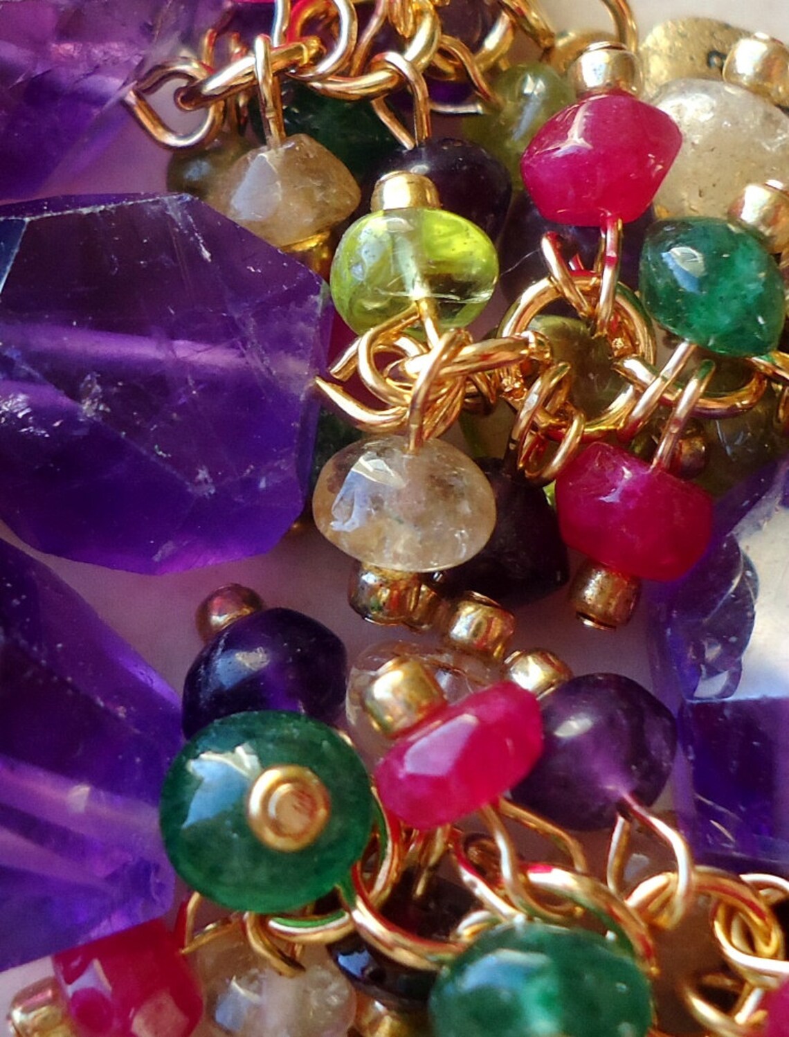 Amethyst Gemstone Cluster Bracelet Multi Gemstones Citrine - Etsy