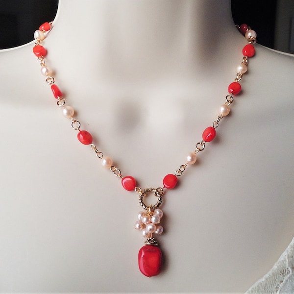 Coral Stone Necklace - Etsy