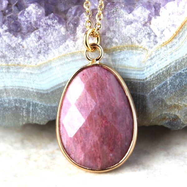 Pink Stone Pendant - Etsy