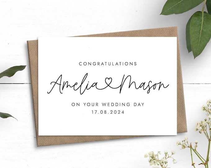 Congratulations on Your Wedding Day Calendar Design Card With Names Add ...