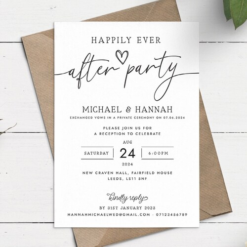 Happily Ever After Party Invite Evening Reception Invitation - Etsy UK