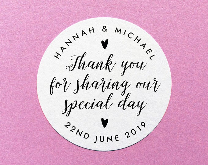 Thank You Stickers, Wedding Favor Stickers, Thank You for Sharing Our ...