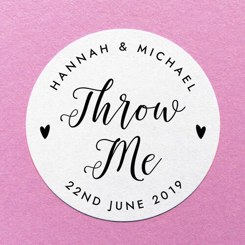 Personalised Throw Me Sticker Confetti Wedding Label Wedding - Etsy