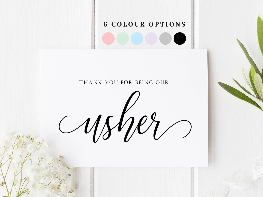 Thank You for Being Our Usher, Card for Usher, Thank You Usher Card ...