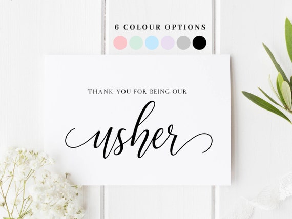 Thank You for Being Our Usher Card for Usher Thank You Usher | Etsy