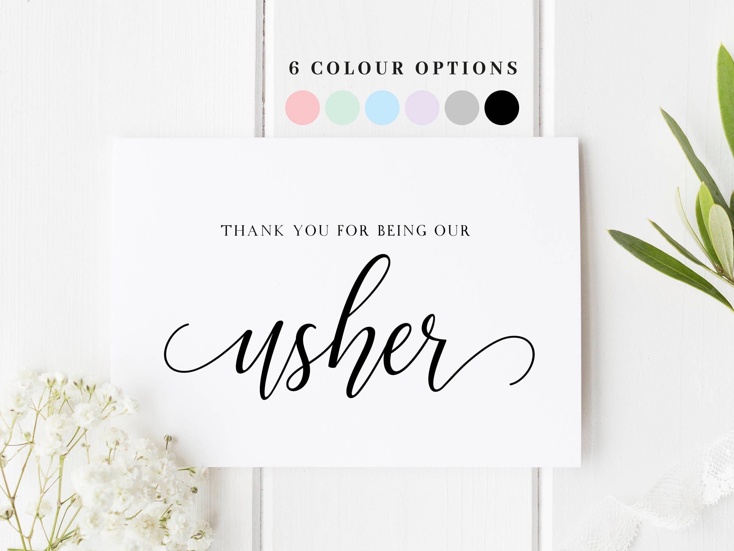 Thank You for Being Our Usher, Card for Usher, Thank You Usher Card ...