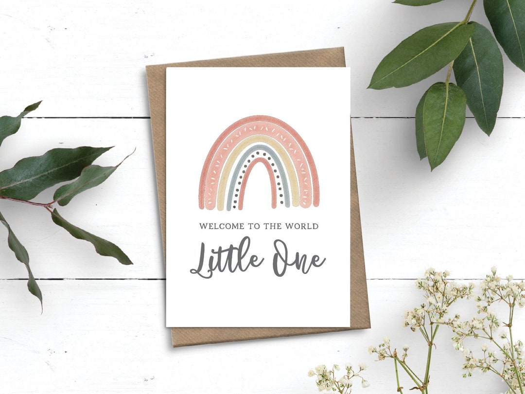 New Baby Rainbow Card, Welcome to the World Little One Card, New ...