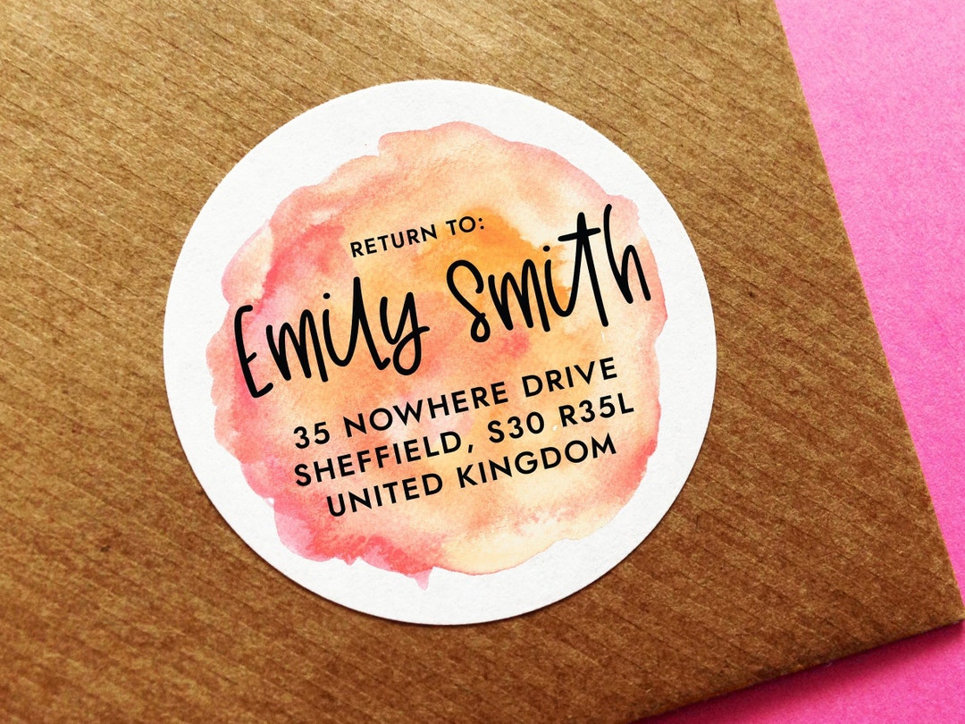 Fun Address Label, Watercolor Packaging Stickers, Circle Address Label ...
