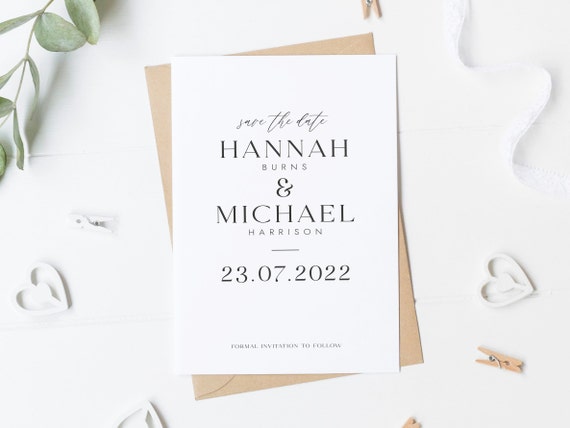 Simple Wedding Invitation Classy Save the Date Card - Etsy