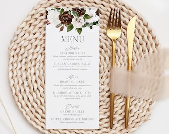 Printed Simple Wedding Menu, Wedding Menu Cards, Personalised Wedding ...