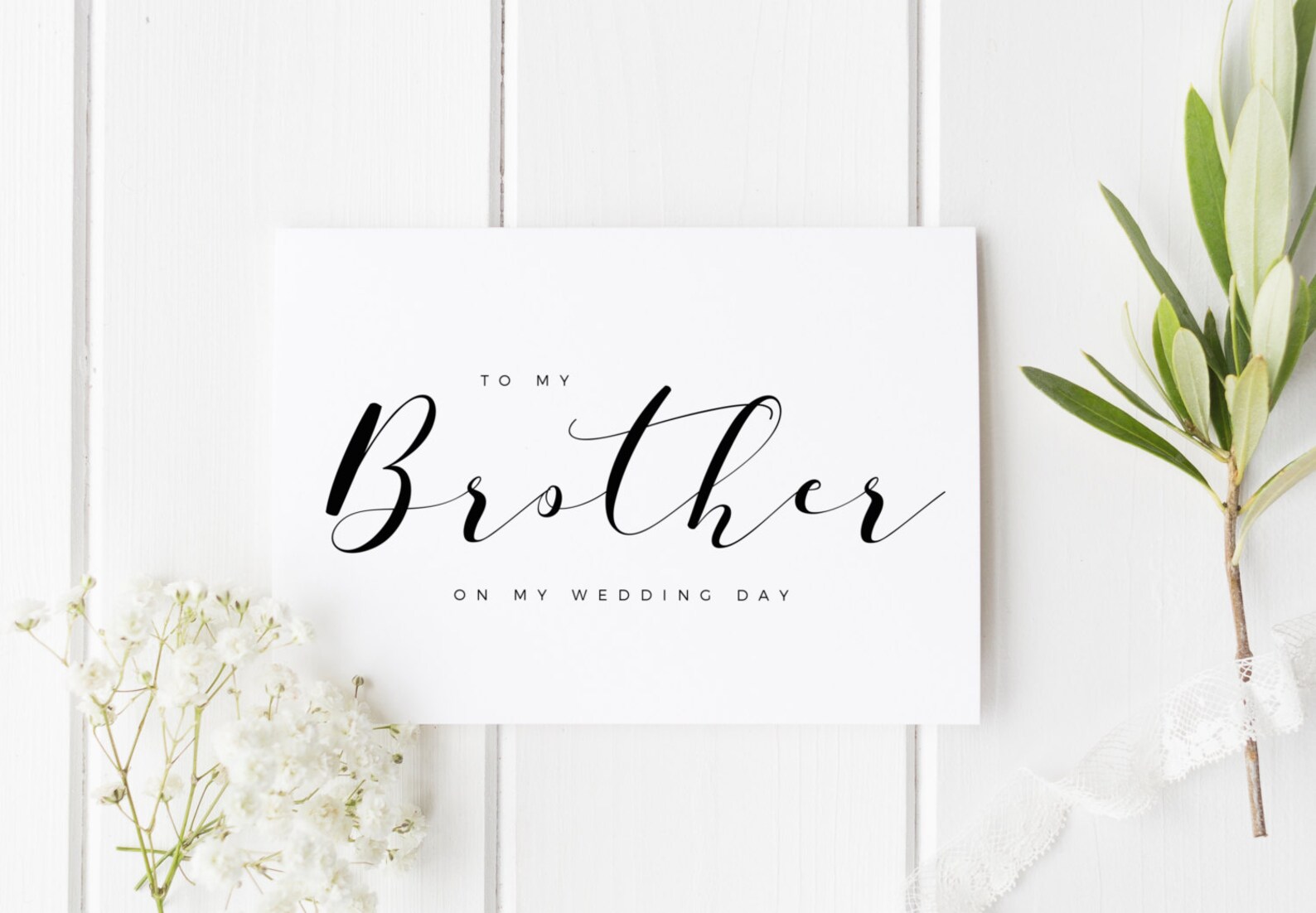 To My Brother on My Wedding Day, Brother Wedding Day Card, Calligraphy ...