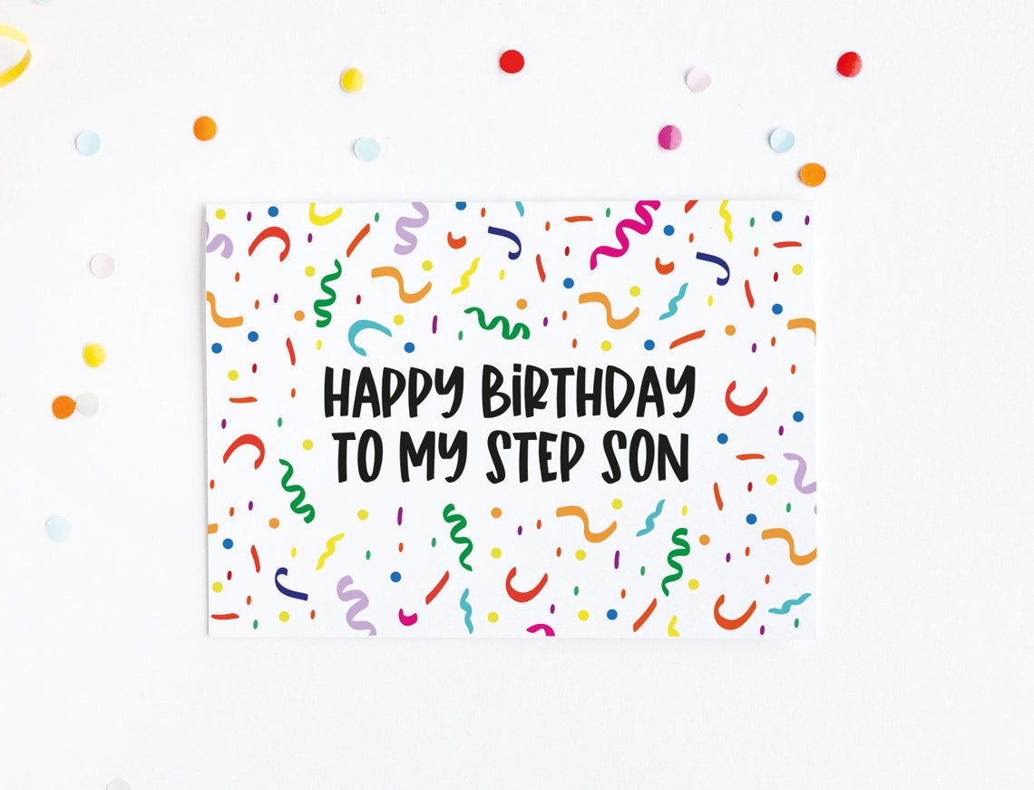 Step Son Birthday Card Confetti Happy Birthday Card Happy | Etsy