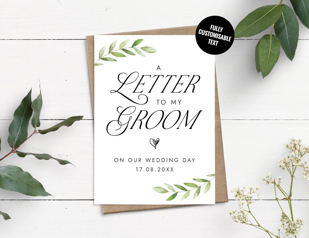 Wedding Letter to Groom Card, Wedding Day Card for Husband, Card to ...