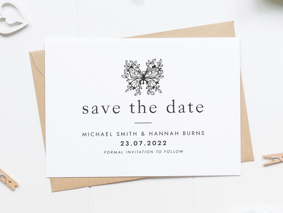Butterfly Save the Date, Summer Save the Date, Wedding Announcement ...