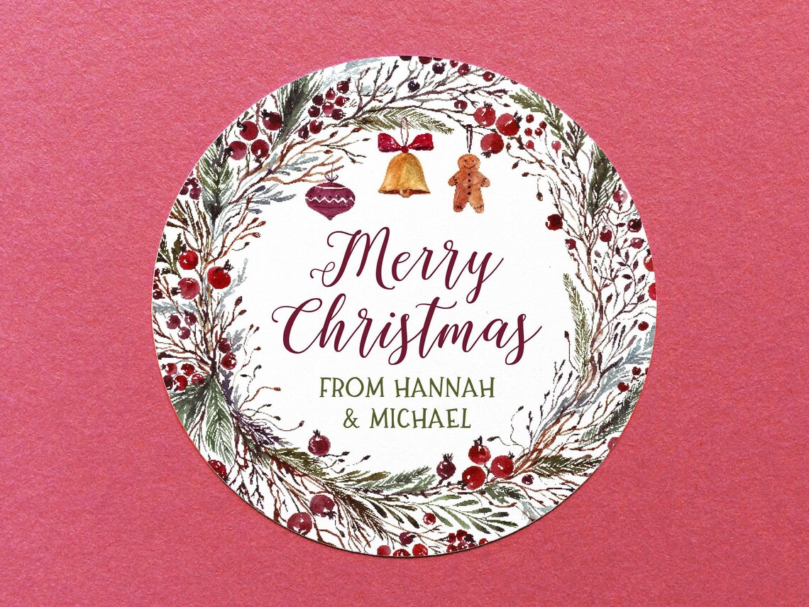 Merry Christmas Sticker, Stickers for Christmas Gifts, Personalised ...