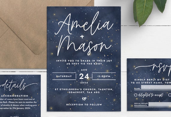 Night Sky Wedding Invitations Unique Wedding Invitation Starry Sky