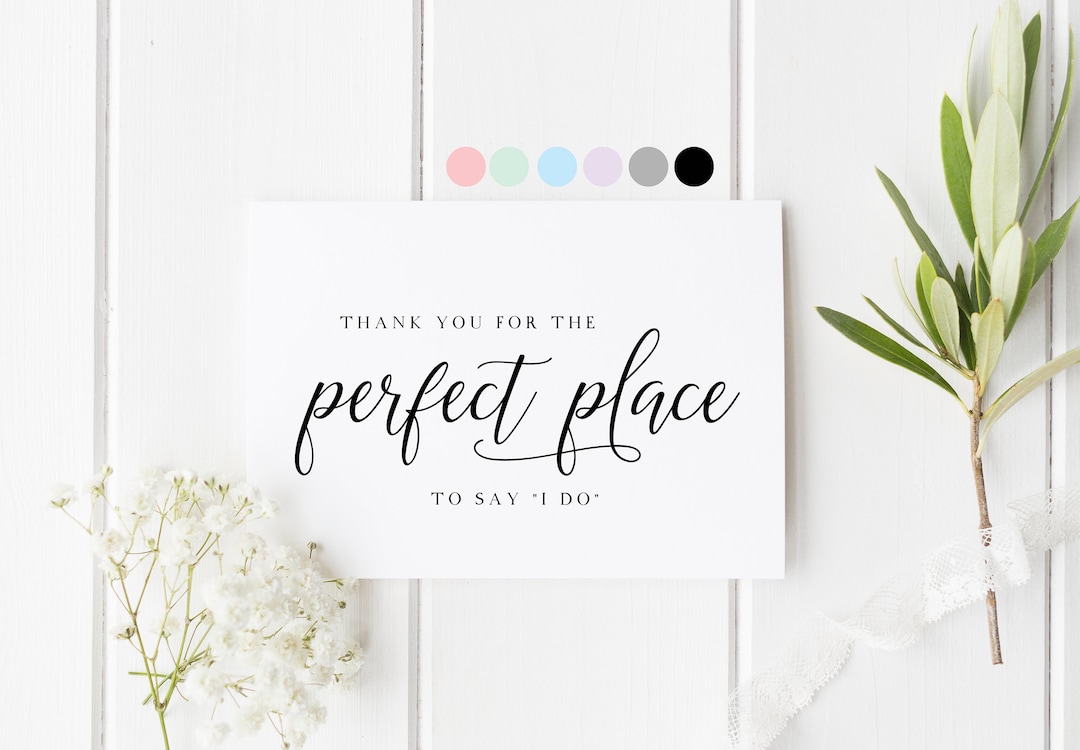 Wedding Venue Thank You Card, Thank You Perfect Place to Say I Do ...