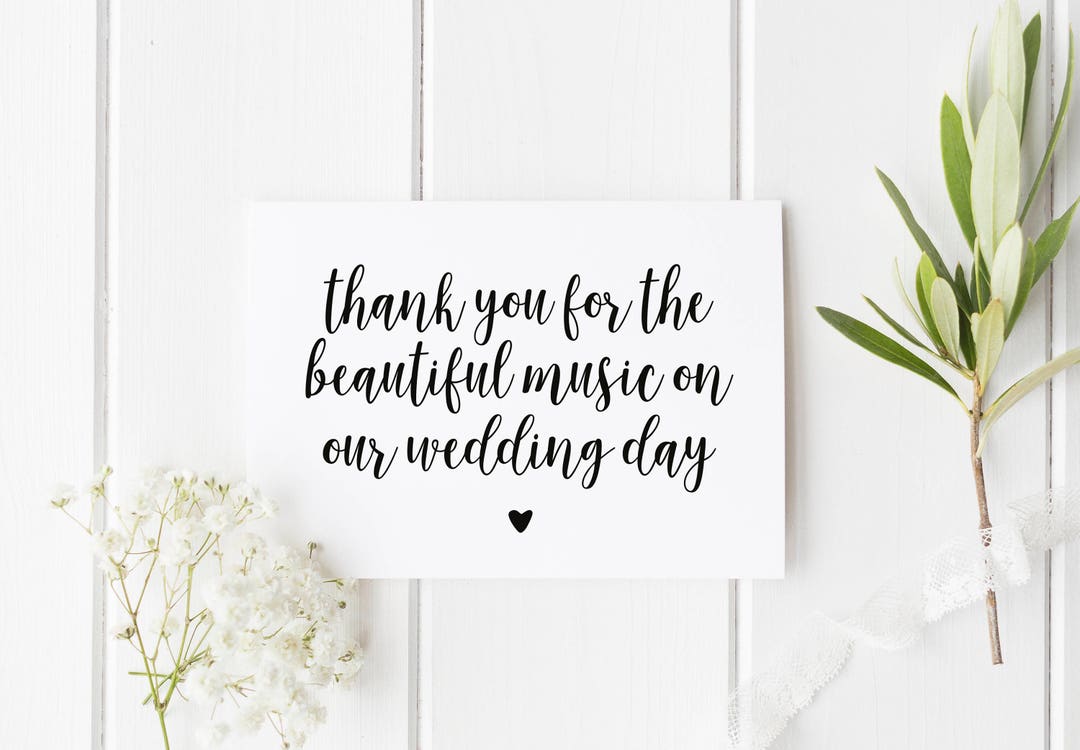 Wedding Band Thank You Card, Wedding Choir Thank You, Thank You for the ...