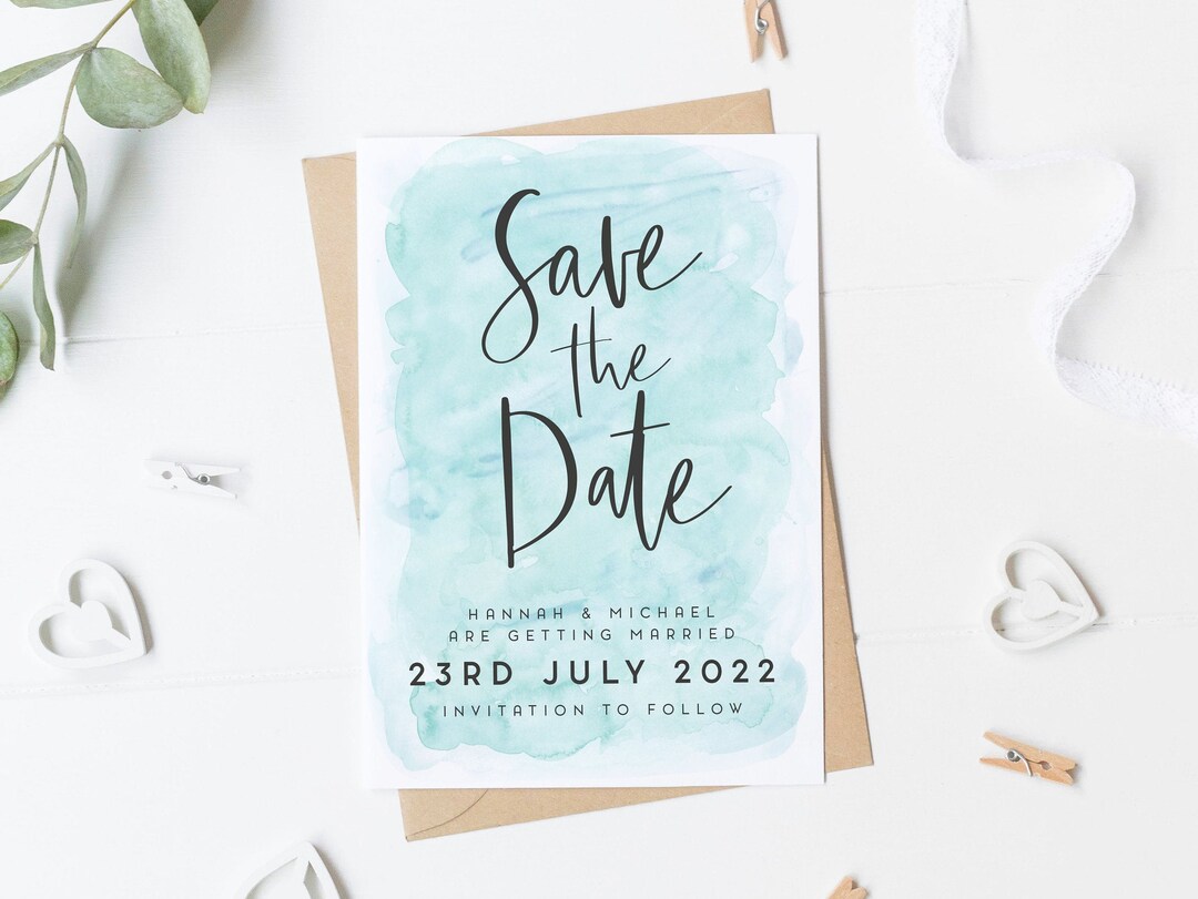 Save the Date Card, Summer Save the Date, Watercolour Wedding Invite ...