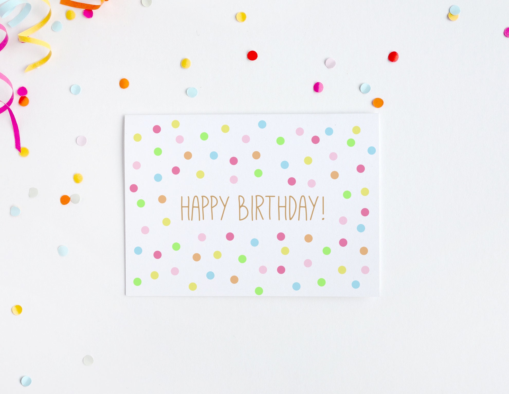 Confetti Happy Birthday Card Simple Birthday Card Card For | Etsy