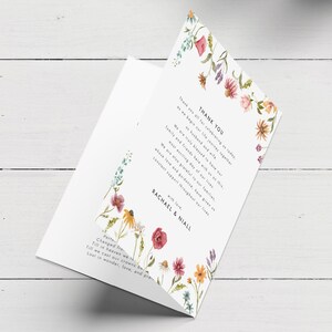 Wildflower Wedding Order of Service, Floral Order of Service Booklet ...