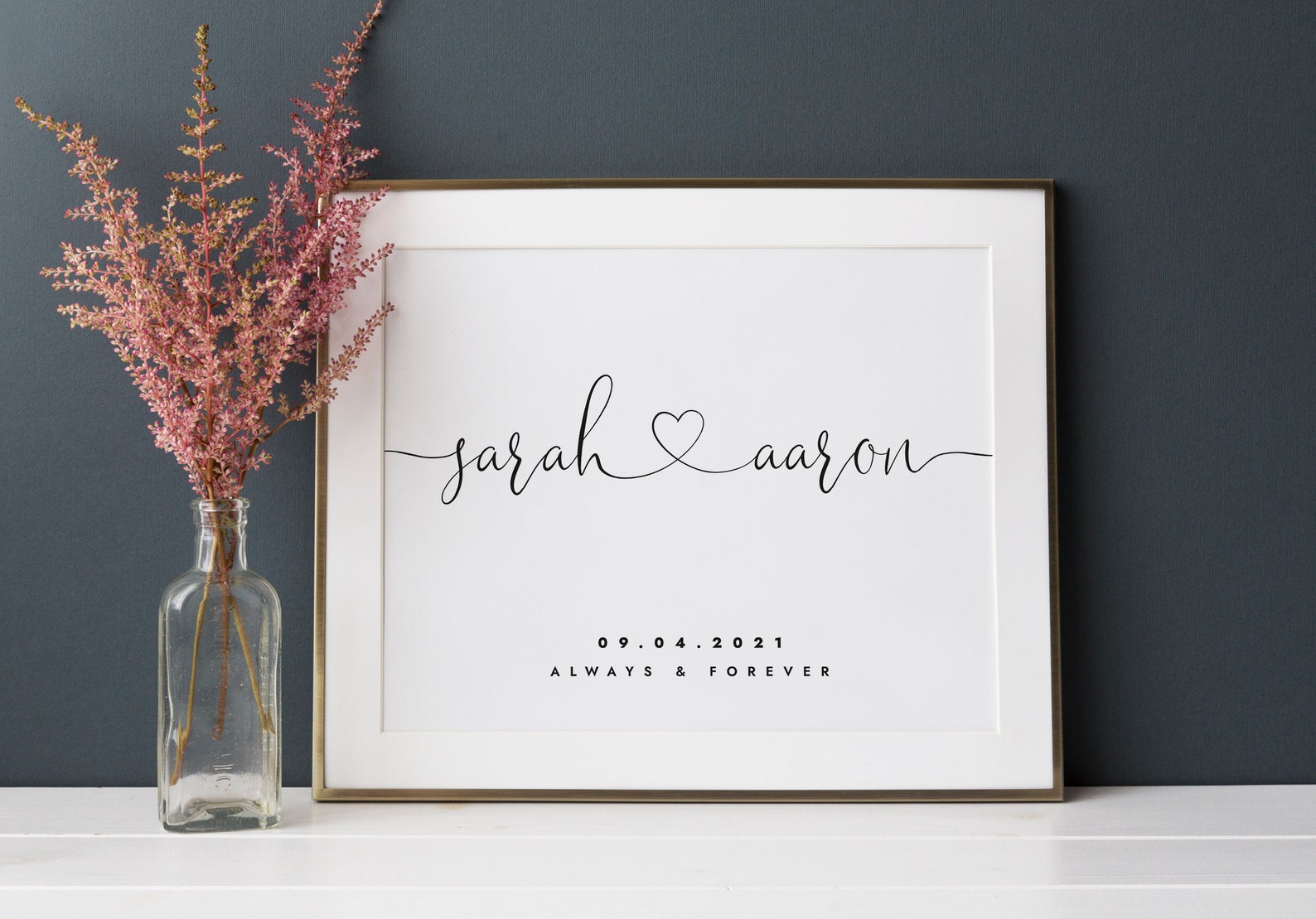 Personalised Print, Custom Couple Names and Date Print, Personalised ...