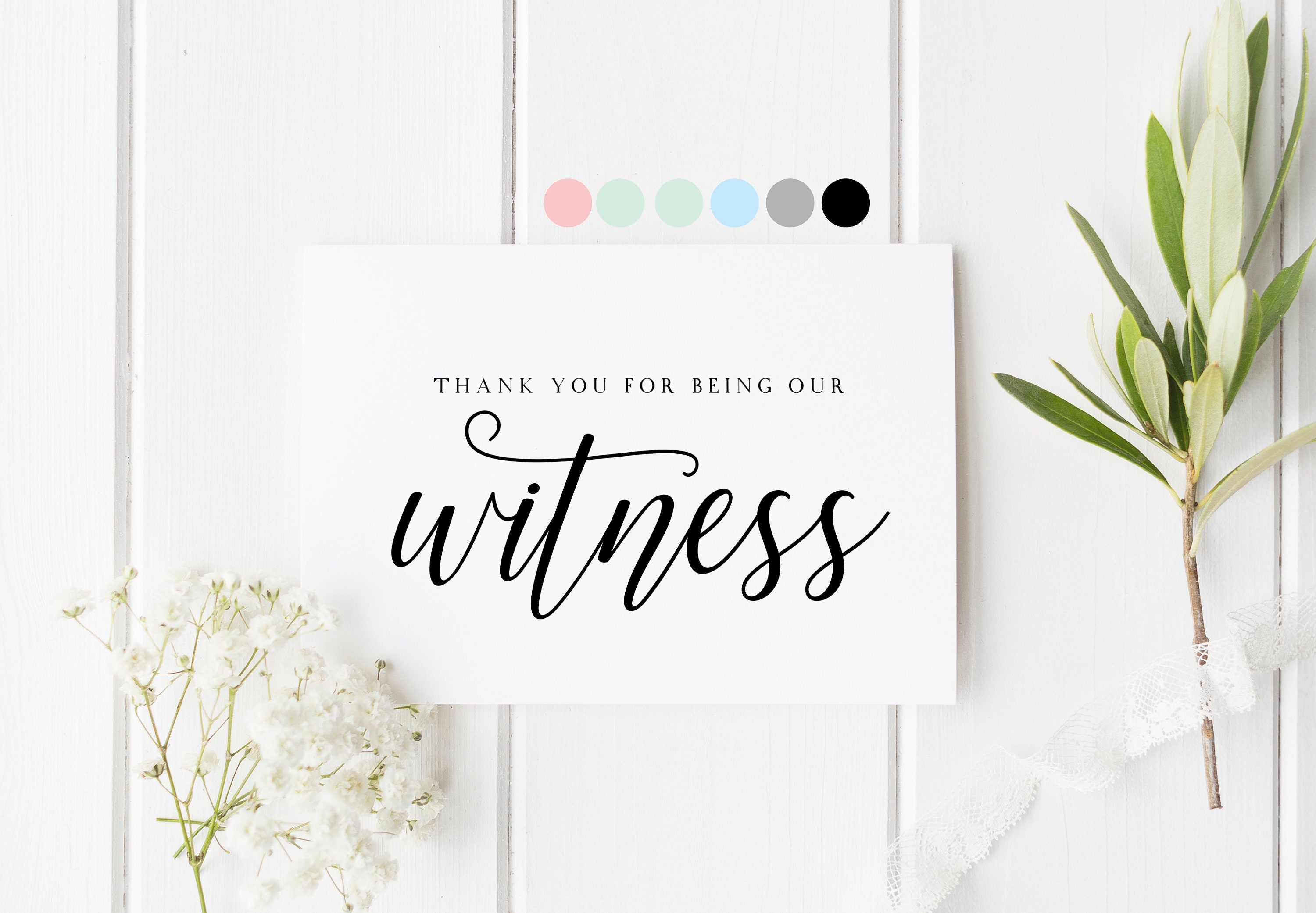 Thank You Witness Card Witness Wedding Card Thank You for | Etsy UK