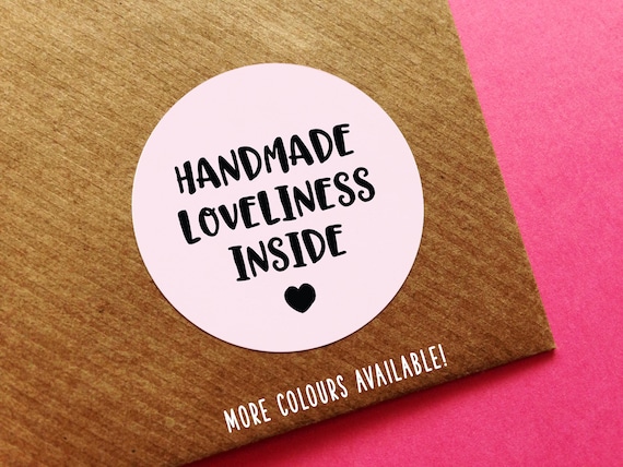 Handmade Sticker Made With Love Label Handmade Loveliness | Etsy