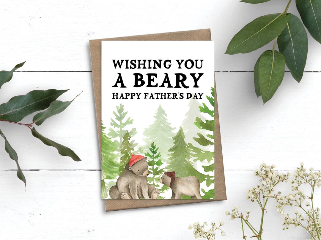Father's Day Card, Card for Dad, Cute Father's Day Card, Funny Bear ...