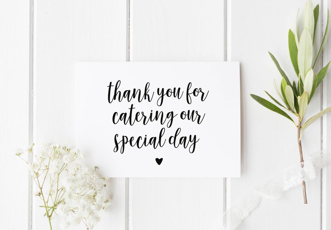 Caterer Thank You Card, Wedding Caterer Card, Card for Caterer, Thank ...
