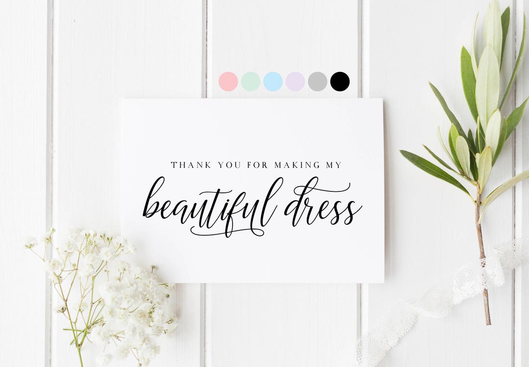 Thank You Dressmaker Card, Thank You for Making My Beautiful Dress ...