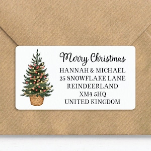 Christmas Tree Address Label, Family Christmas Return Address Sticker ...