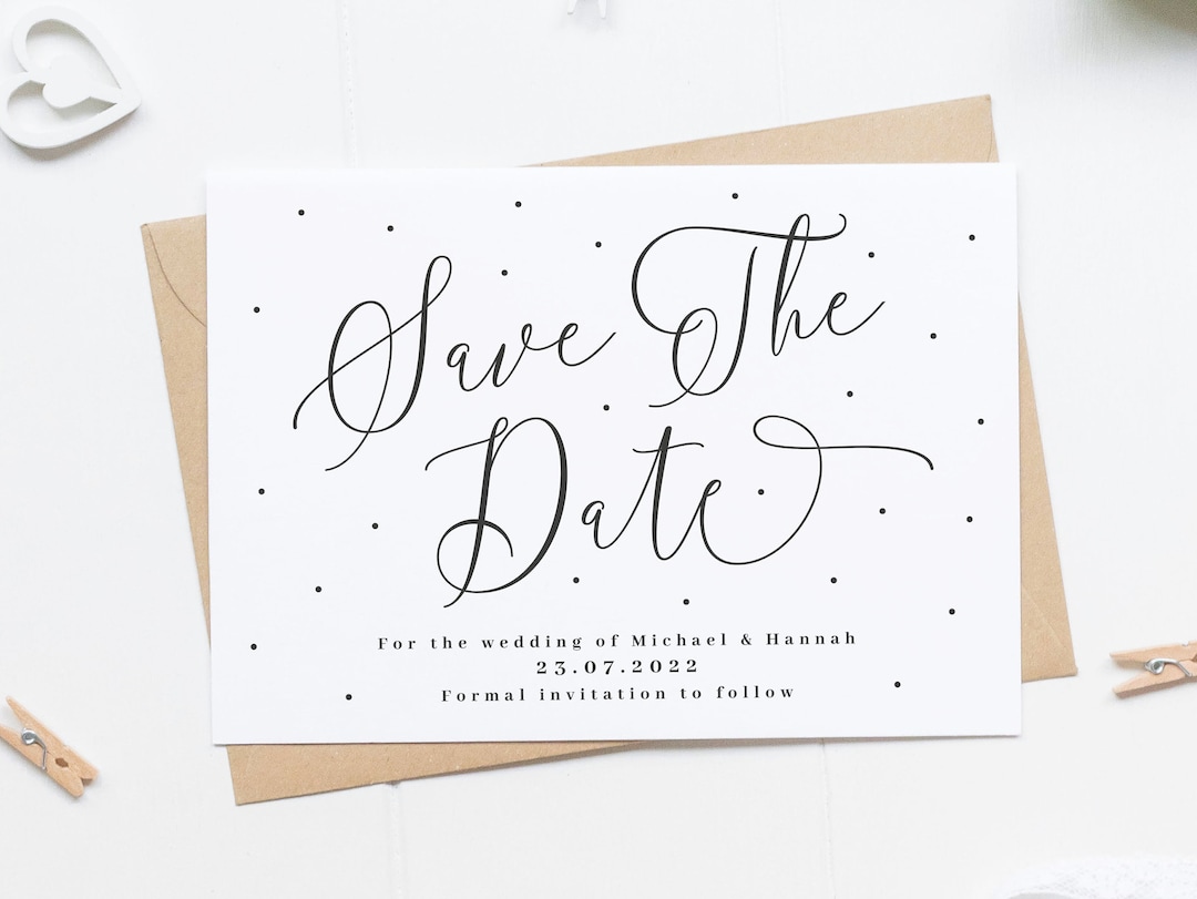 Simple Save the Date Card, Polka Dot Save the Date, Traditional Save ...