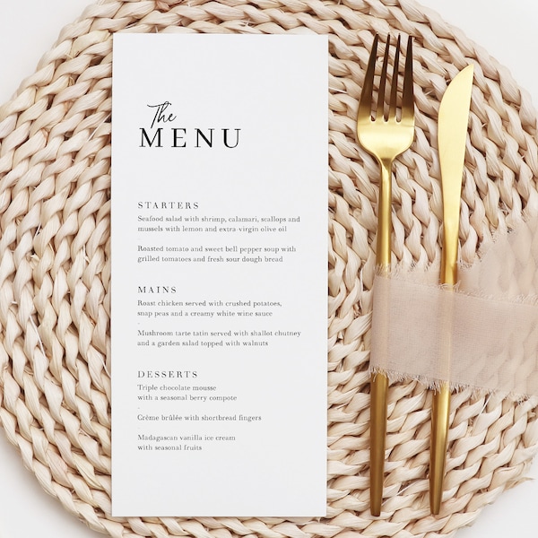 Simple Wedding Menu - Etsy