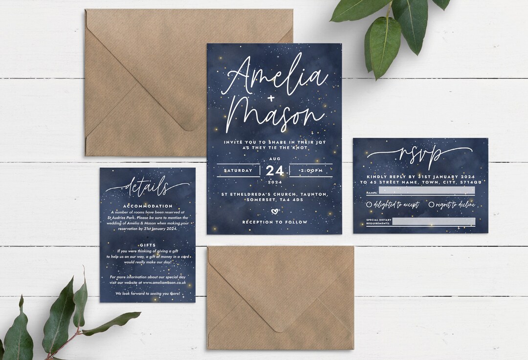 Night Sky Wedding Invite, Celestial Wedding Invitation, Wedding ...