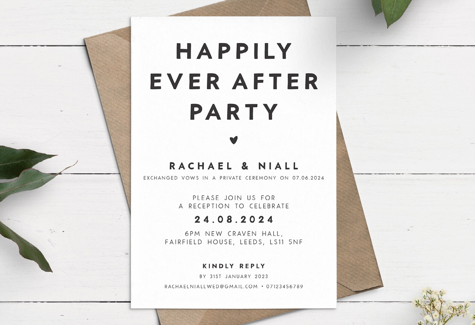 Happily Ever After Party Invite, Evening Reception Invitation ...