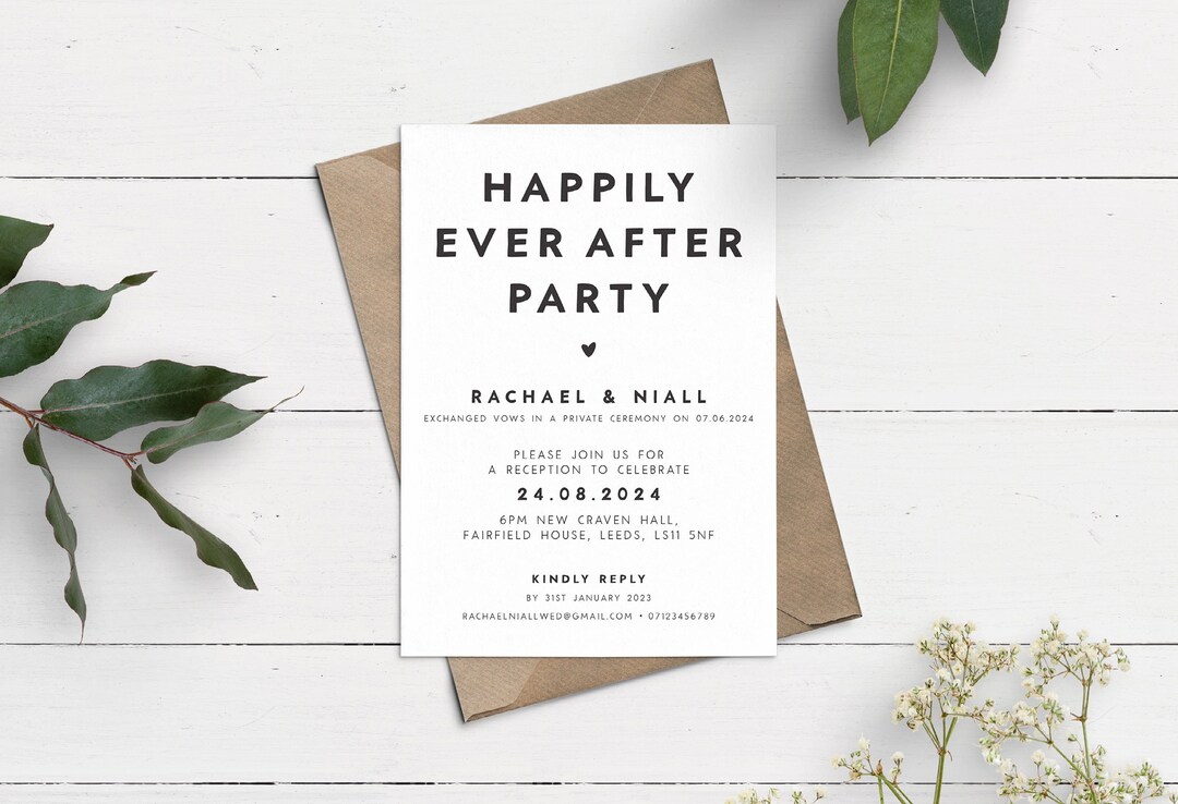 Happily Ever After Party Invite, Evening Reception Invitation ...