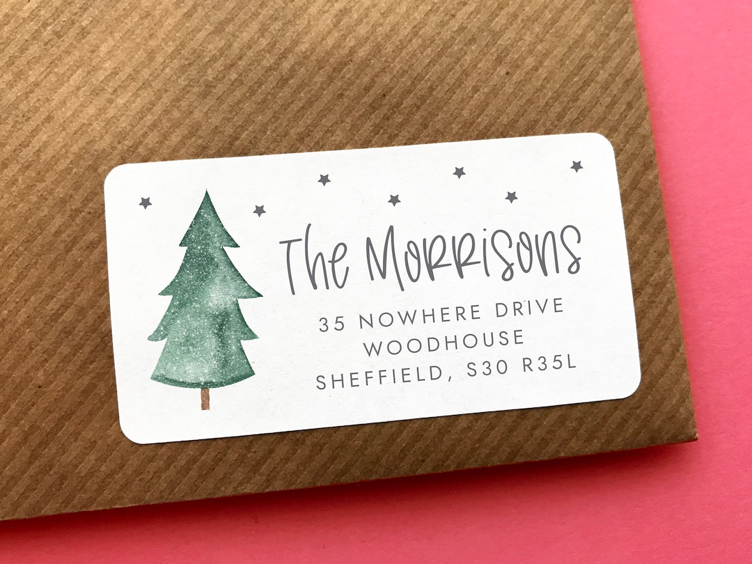 Christmas Address Sticker, Christmas Tree Address Label, Family Return ...