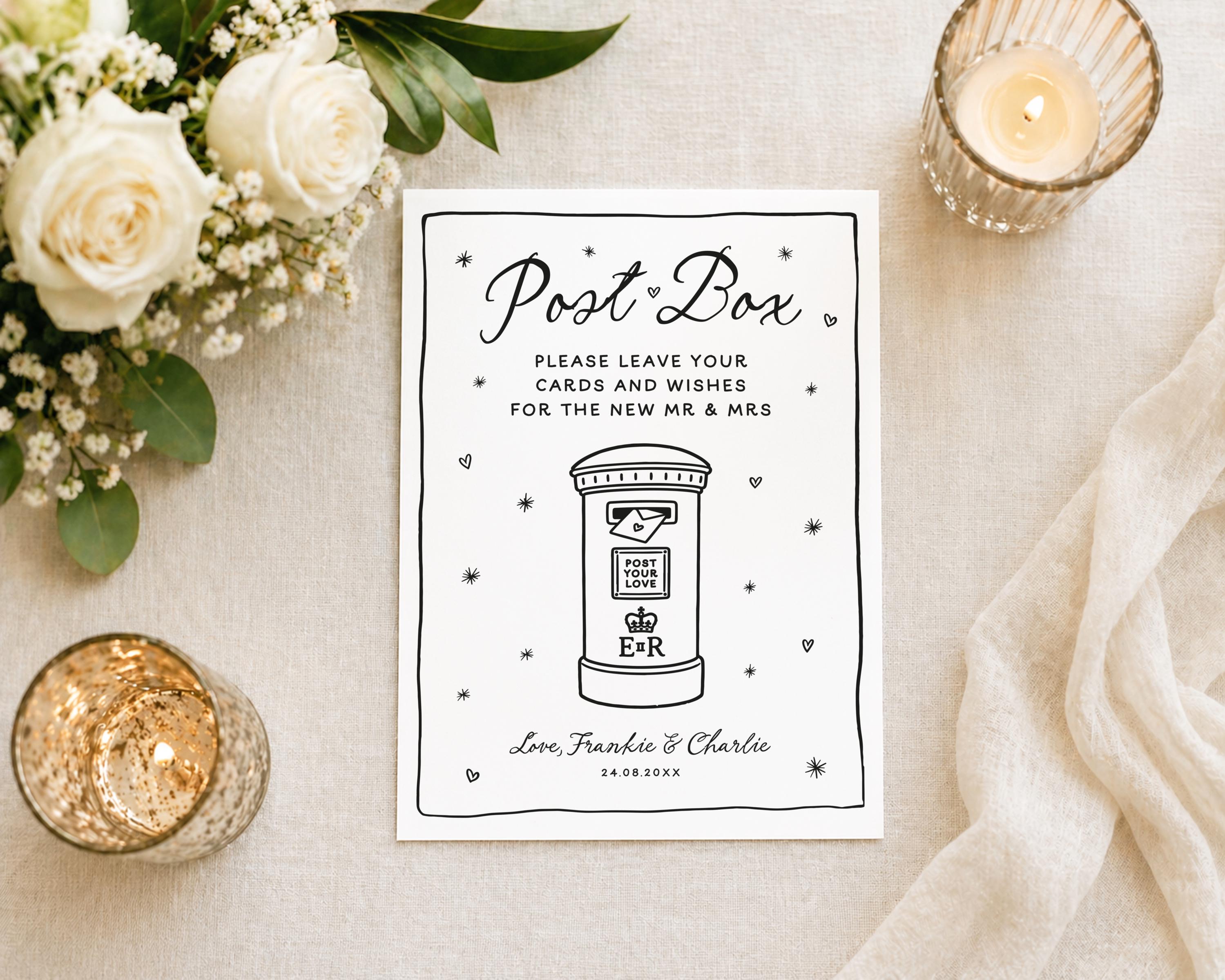 Personalised Wedding Post Box Sign, Cards and Gifts Sign, Whimsical ...