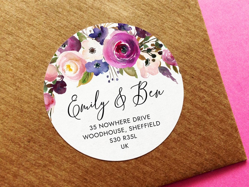 Pretty Return Address Stickers Floral Address Label Purple | Etsy