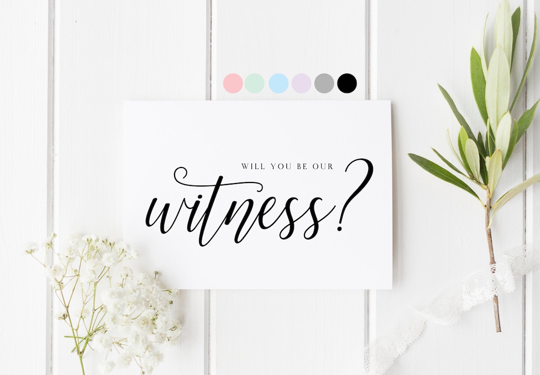 Will You Be Our Witness Card, Witness Wedding Card, Be Our Witness Card ...