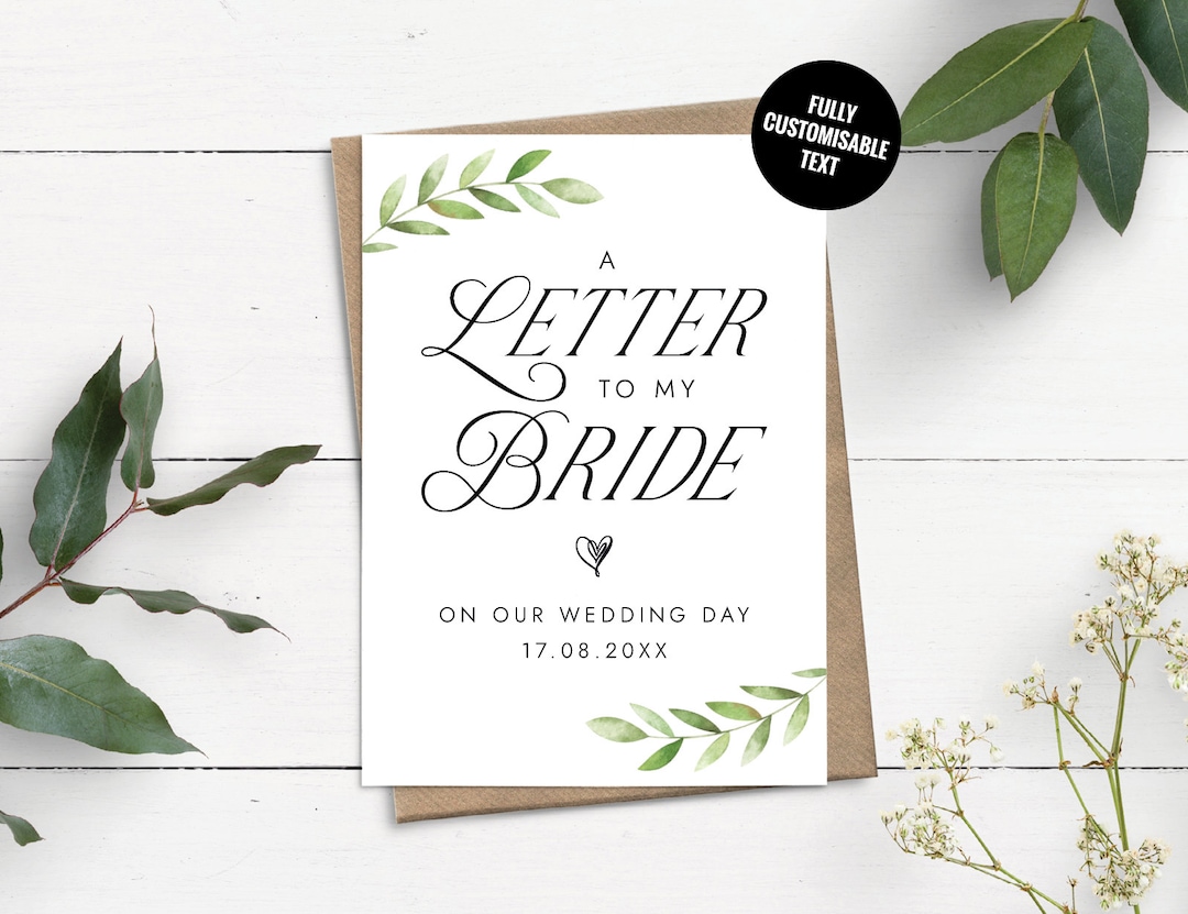 Wedding Day Letter to Bride Card, Card for Wife to Be, Card to Bride on ...