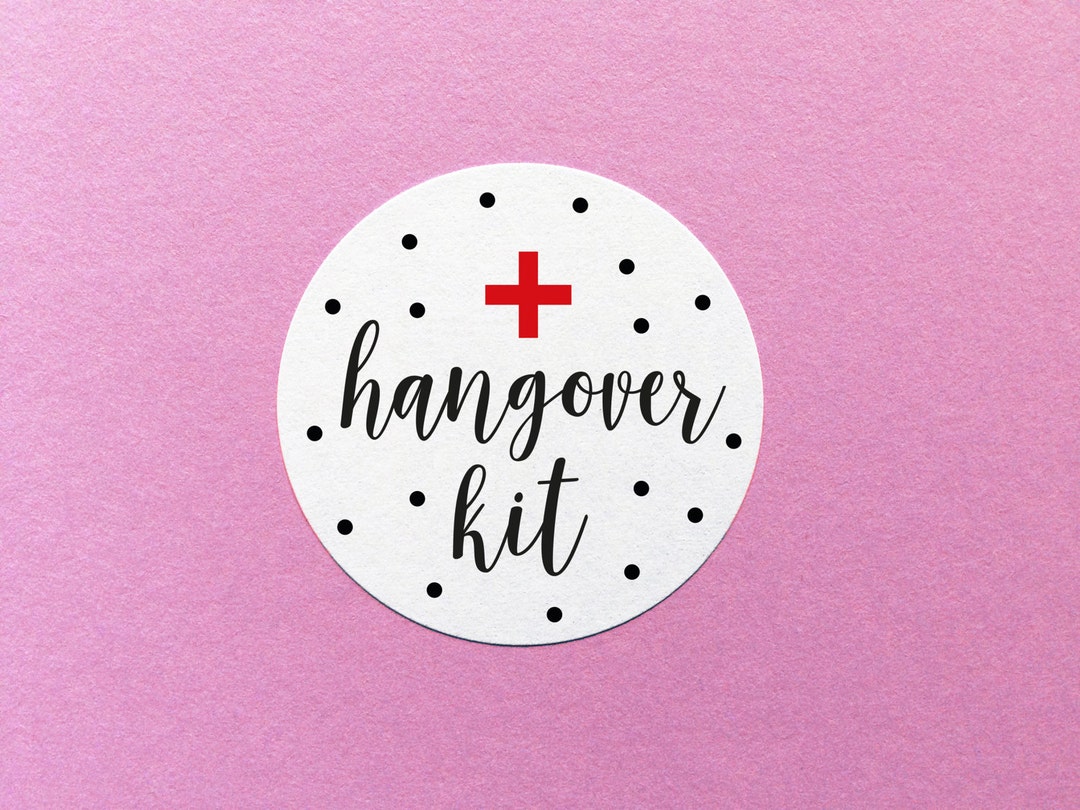 Hangover Kit Sticker, Emergency Hangover Kit, Wedding Hangover Kit ...