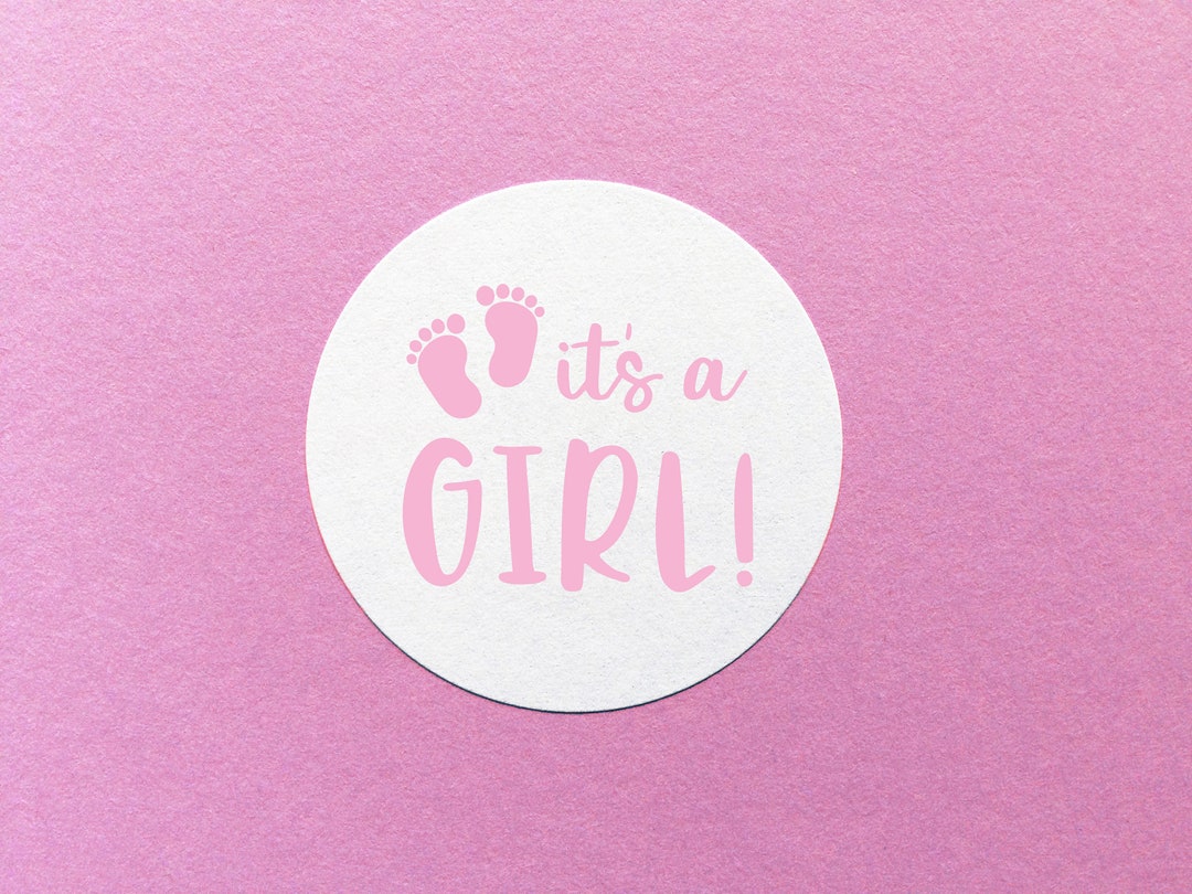 It's A Girl Sticker, Gender Reveal Labels, Cupcake Favour Labels, Pink ...