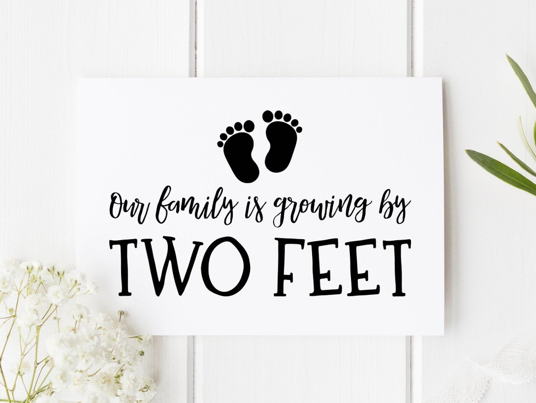 Pregnancy Card, Our Family is Growing by Two Feet, Baby Announcement ...