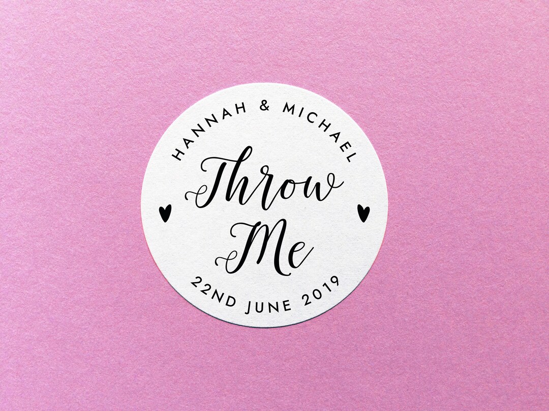 Personalised Throw Me Sticker, Confetti Wedding Label, Wedding Favour ...