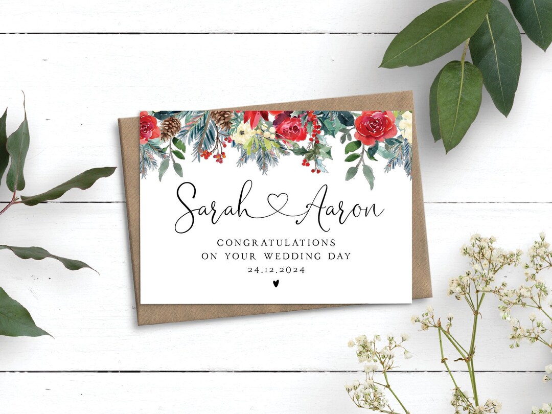 Personalised Wedding Card, Christmas Wedding Card, Congratulations ...